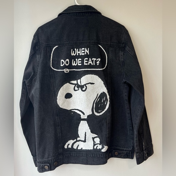 Peanuts | Jackets & Coats | Peanuts Snoopy When Do We Eat Black Denim ...